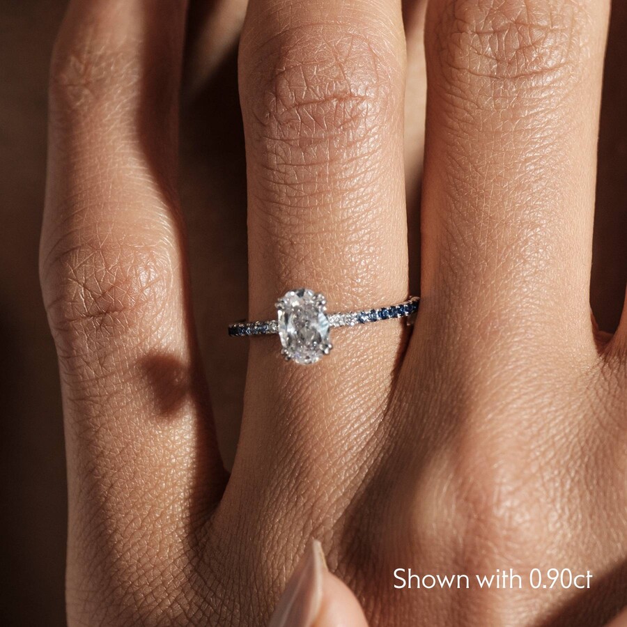 Damson Oval Diamond Blue Sapphire Pave Engagement Ring Taylor Hart