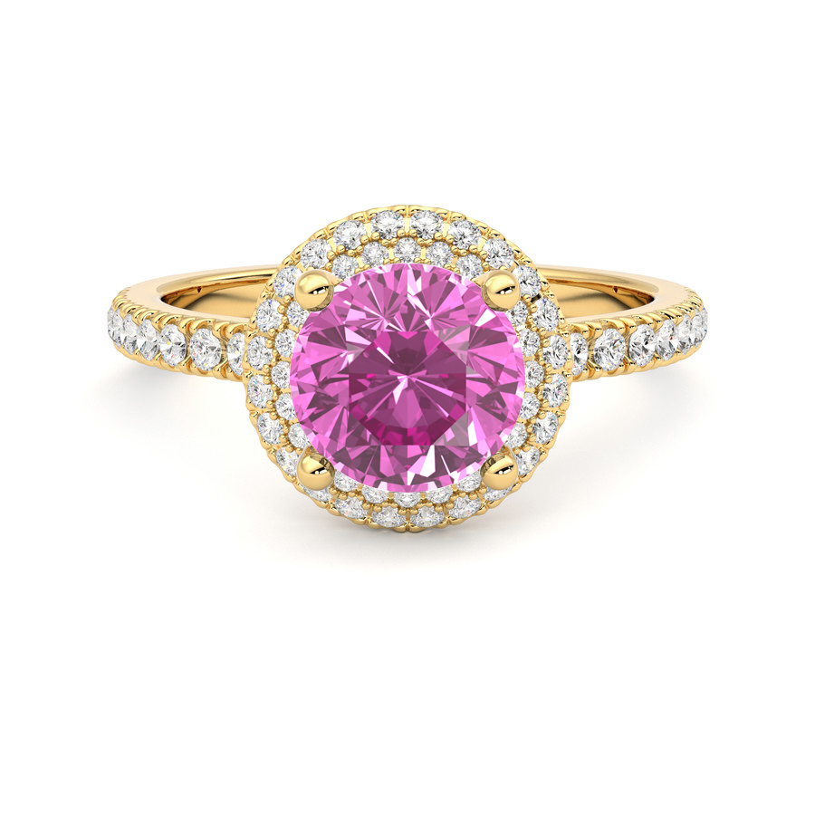 Aflutter | 18ct Yellow Gold halo style engagement ring | Taylor & Hart