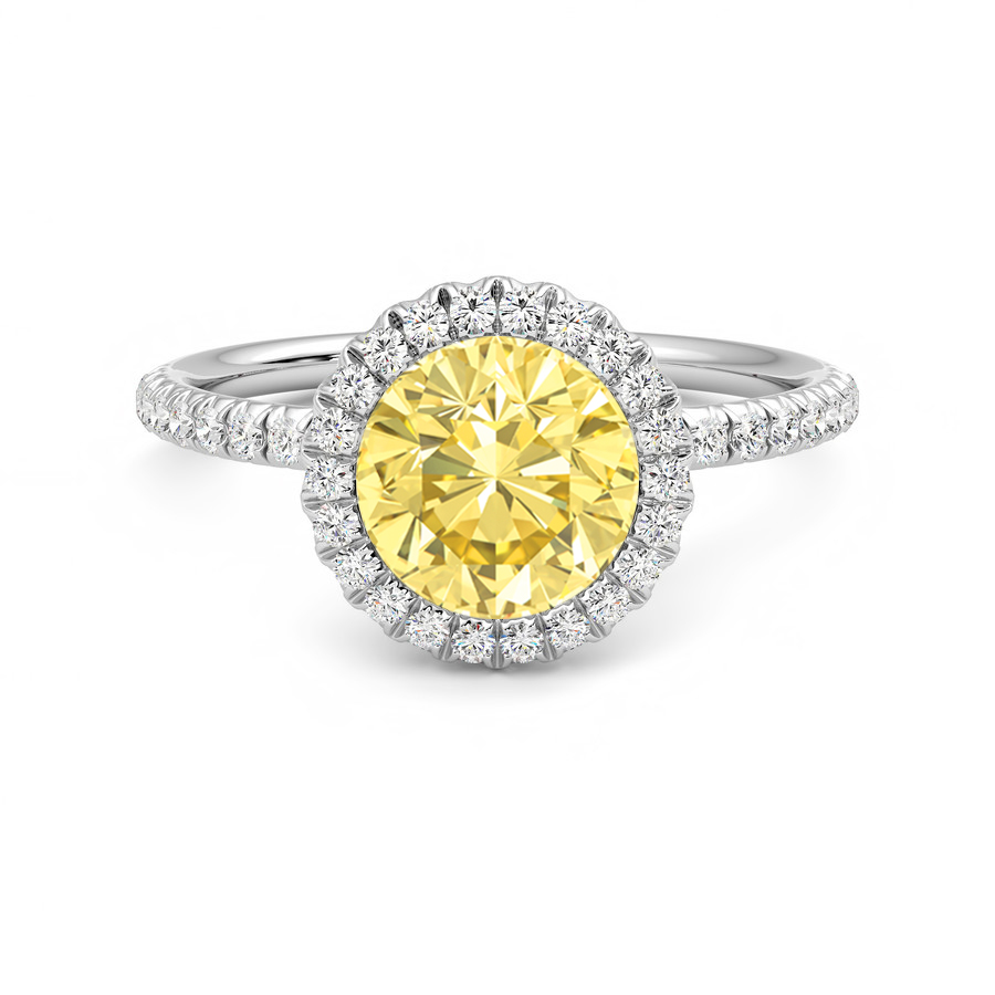 Cinnamon | Platinum halo style engagement ring | Taylor & Hart