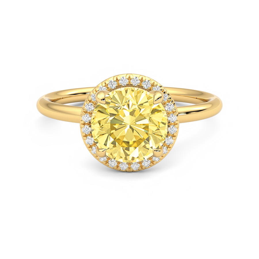 Dove | 18ct Yellow Gold halo style engagement ring | Taylor & Hart