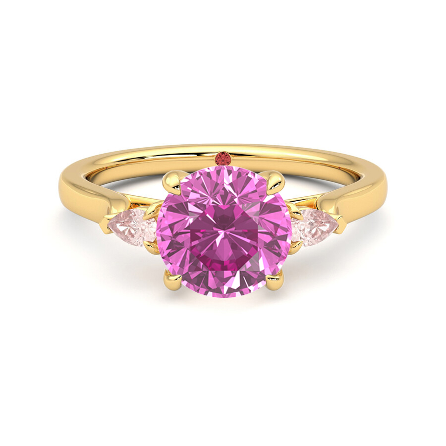 Faith | 18ct Yellow Gold trilogy gemstone sides style engagement ring ...