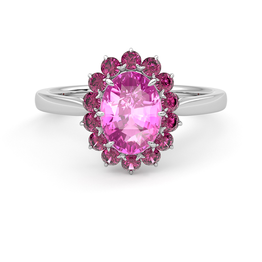 Lyra | 18ct White Gold halo style engagement ring | Taylor & Hart