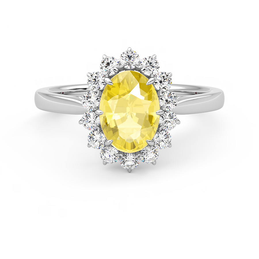 Lyra | 18ct White Gold halo style engagement ring | Taylor & Hart