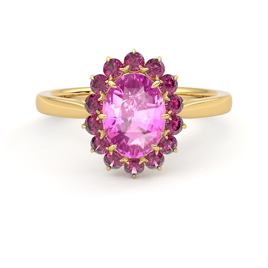 Lyra | 18ct Yellow Gold halo style engagement ring | Taylor & Hart