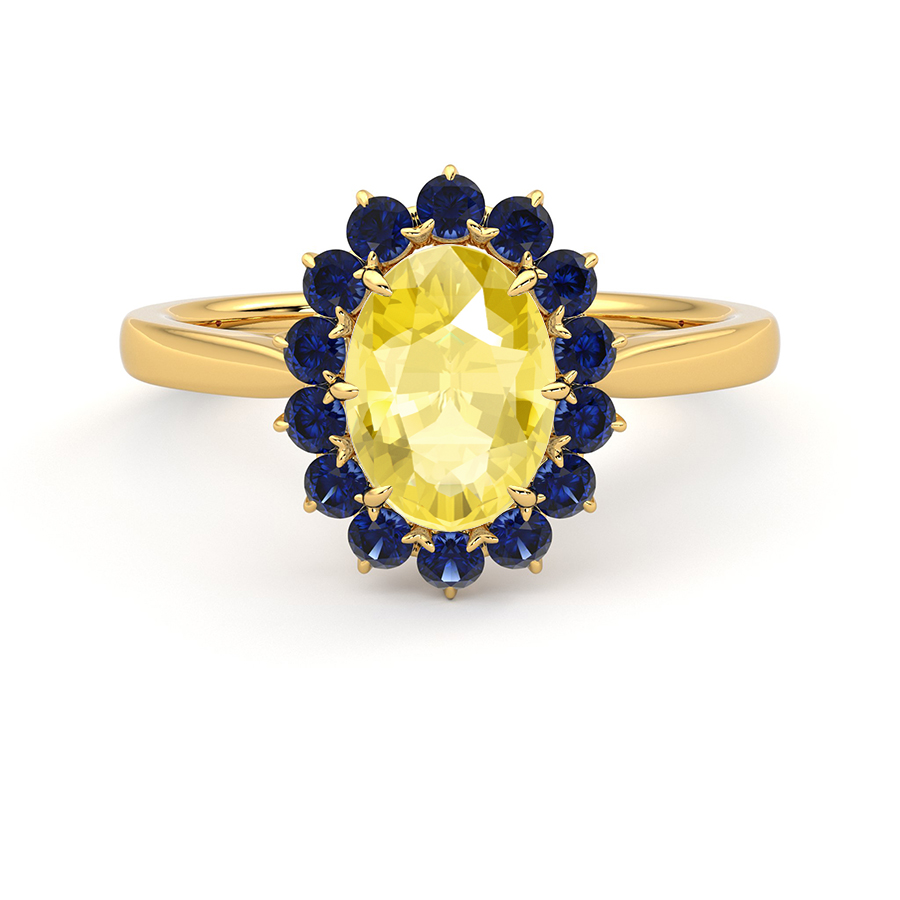 Lyra | 18ct Yellow Gold halo style engagement ring | Taylor & Hart