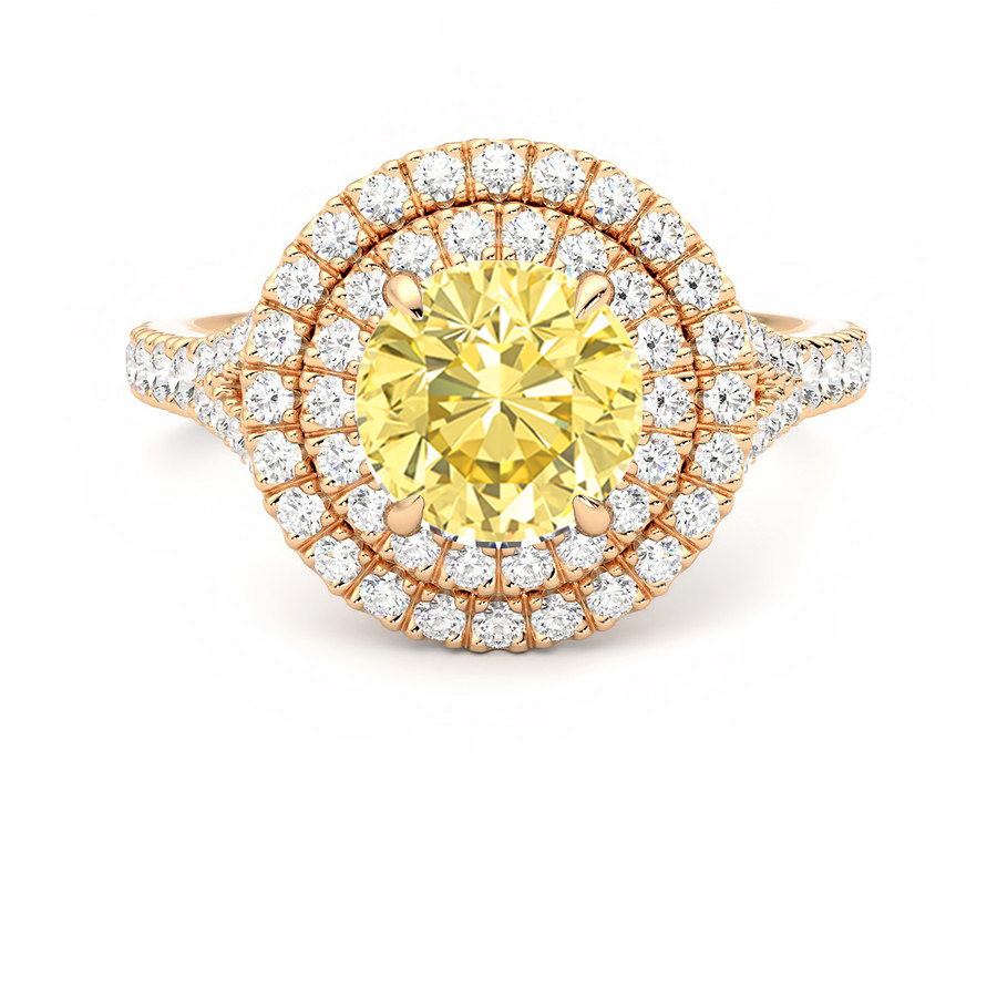 Stella | Round Double Halo Split Shank Engagement Ring