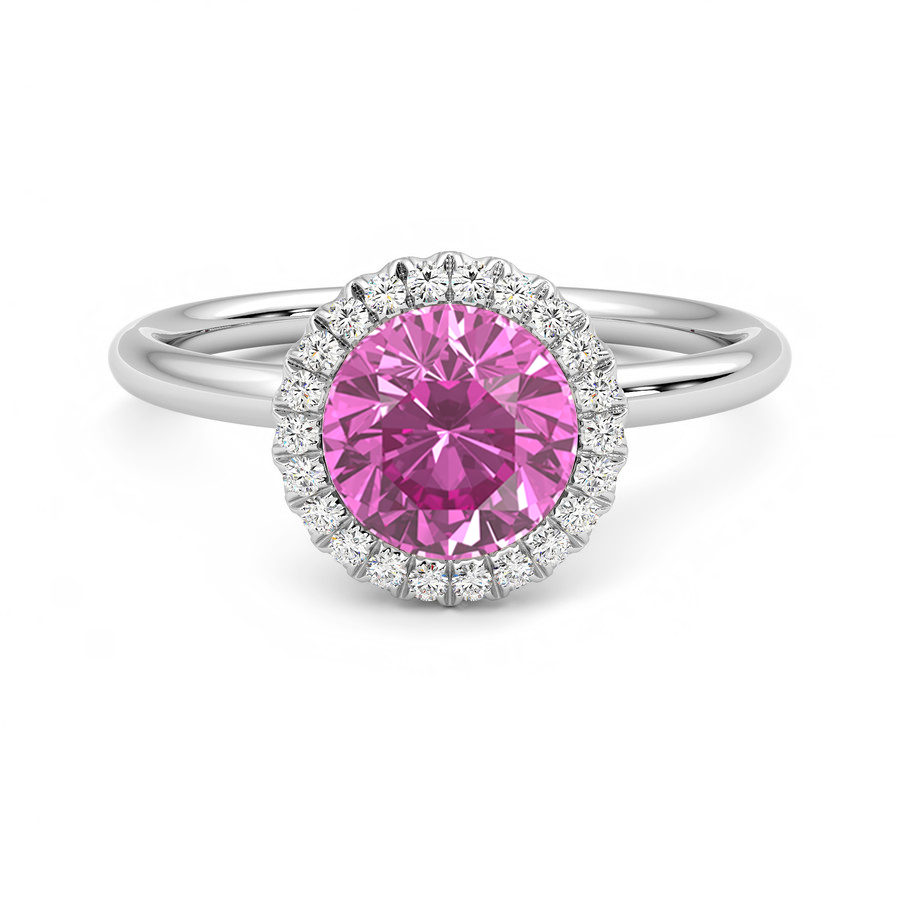 Sugar | Platinum halo style engagement ring | Taylor & Hart