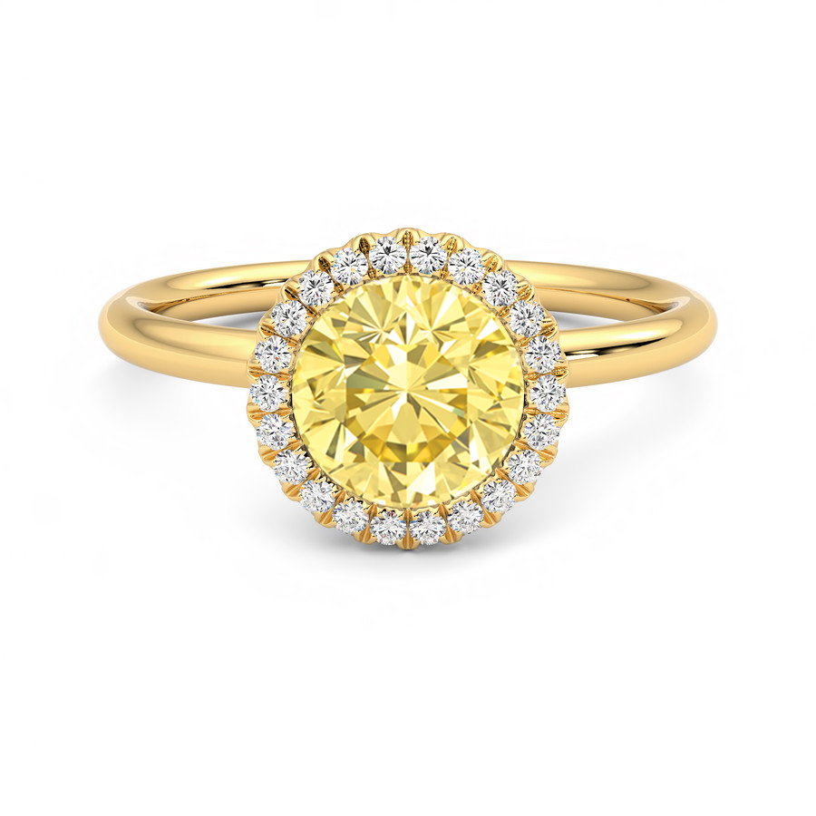 Sugar | 18ct Yellow Gold halo style engagement ring | Taylor & Hart