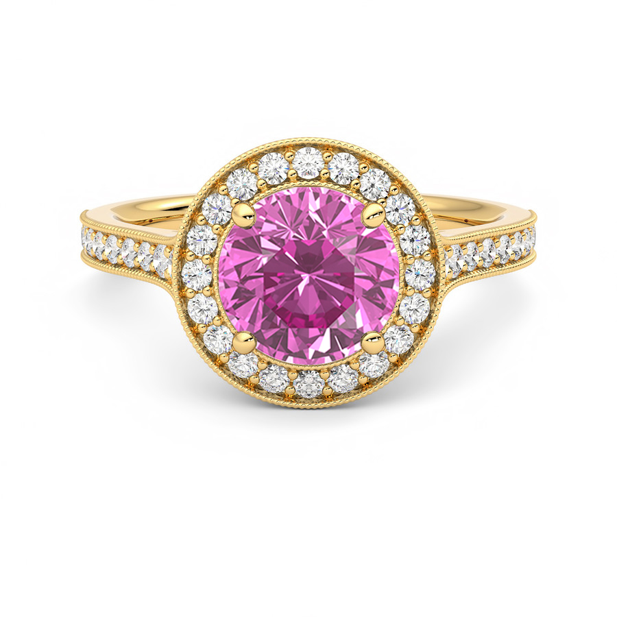 Talisman | 18ct Yellow Gold halo style engagement ring | Taylor & Hart