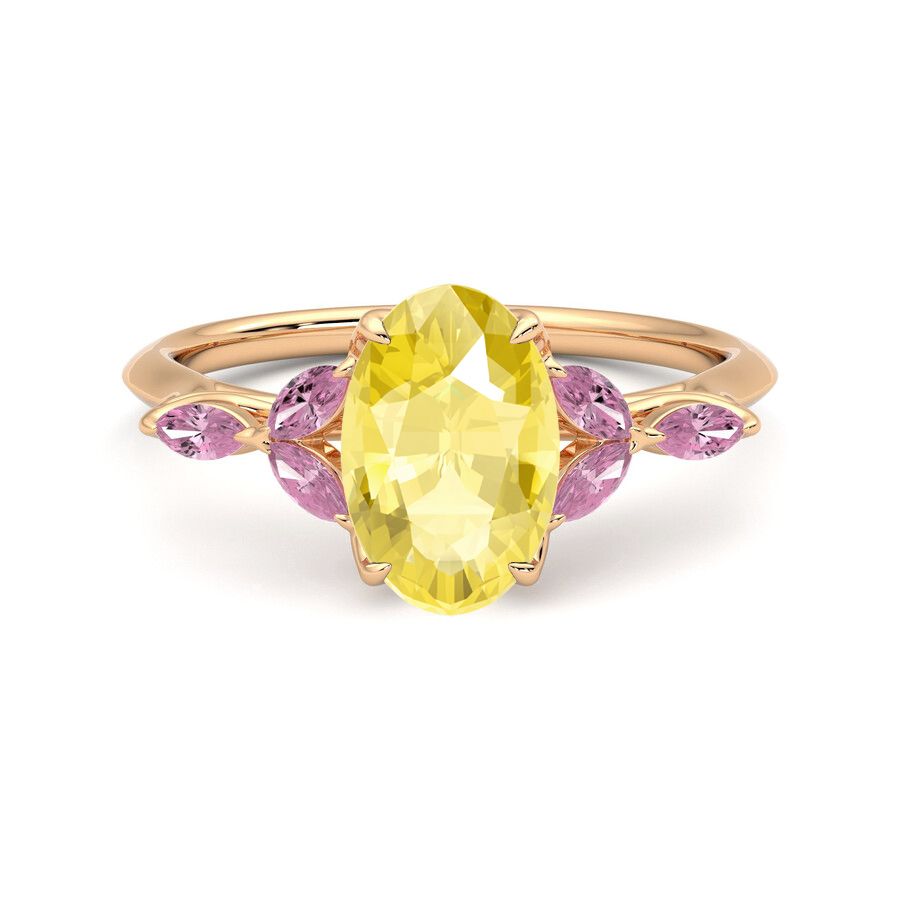 Tamora | Oval Diamond Pink Sapphire Floral Engagement Ring • Taylor & Hart